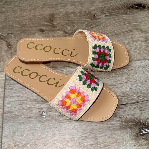 Shoes | Nib Summer Cozy Reef Boho Square Crochet Slide Sandals | Poshmark